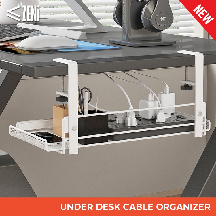 ZENi Under Desk Cable Organizer Tray | Socket Extension Management For ...