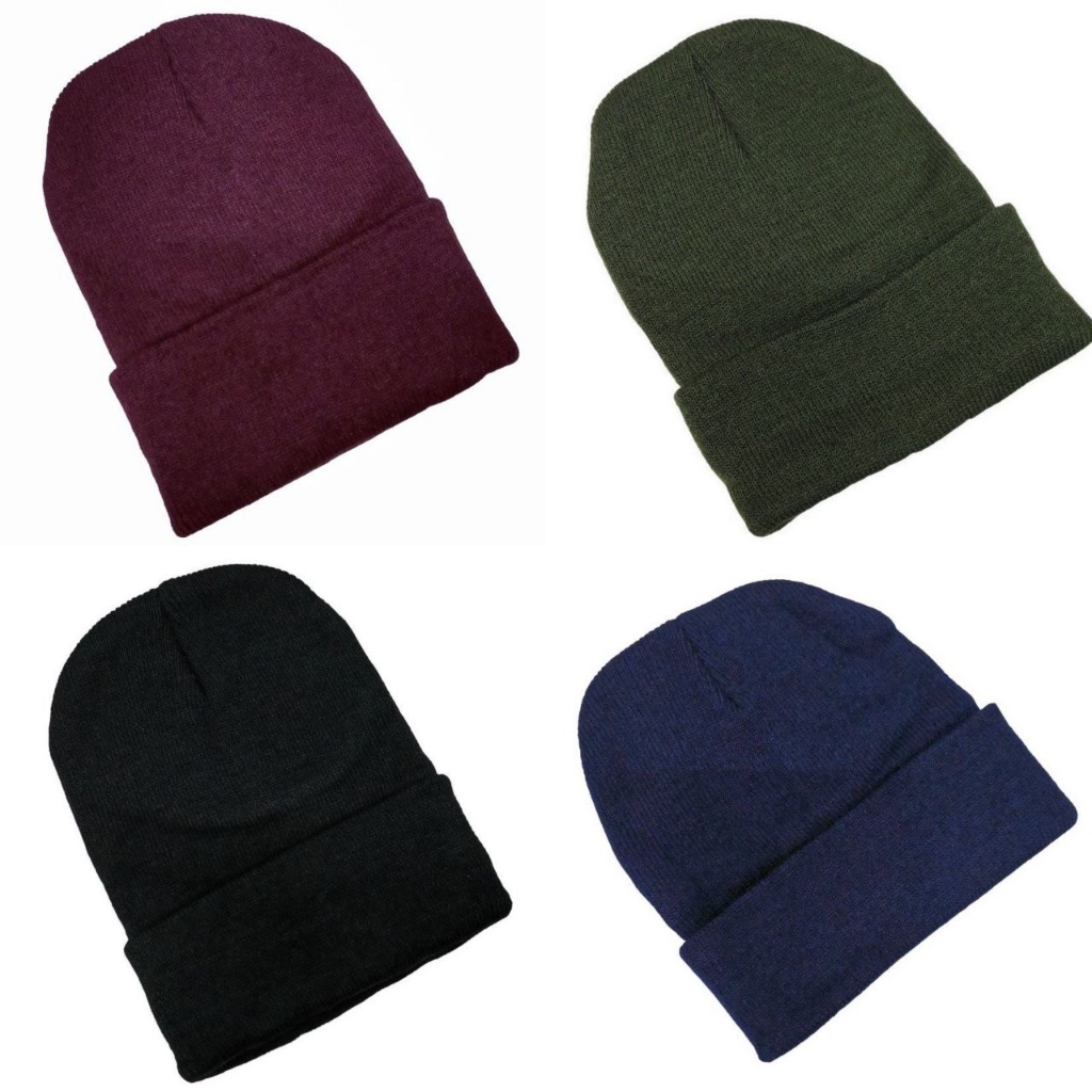 Snow Cap Beanie Hat Fold Plain Unisex men/women winter beanie plain ...
