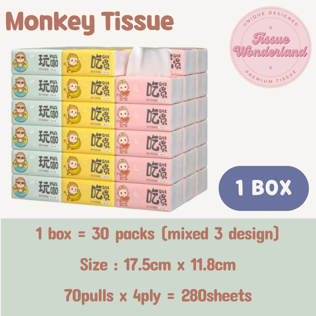 [CARTON] Tissue Wonderland - Monkey Tissue (30packs/carton) | Shopee ...