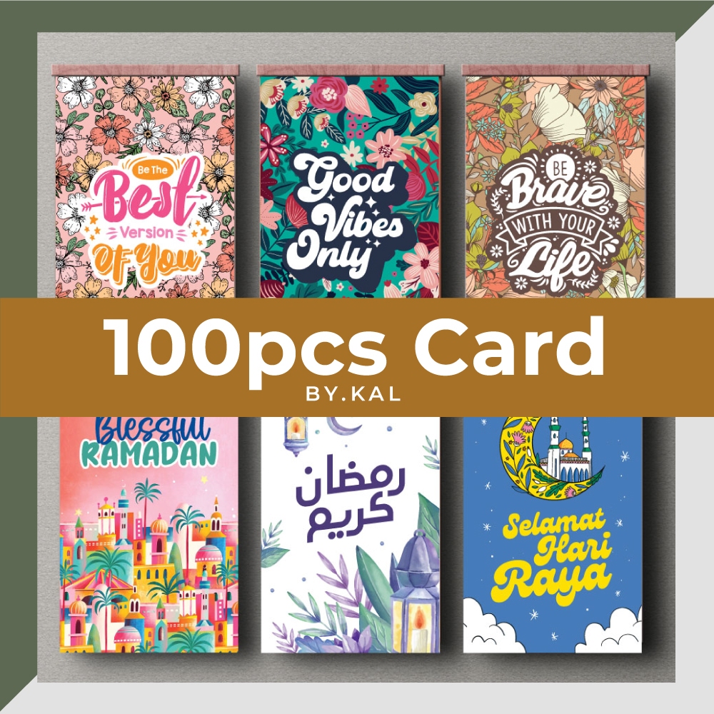 100pcs Readymade Ramadan Card / Tag Kad Terima Kasih Floral Quote ...
