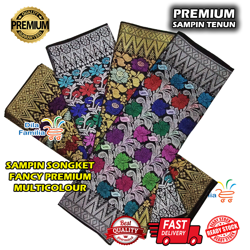 HITAM Sampin Nikah Songket Ready To Sew Side Exclusive Weaving 2 Meters ...