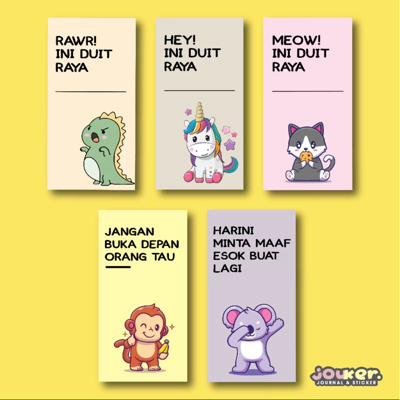 Sampul Duit Raya Tulisan Catchy & Design Cartoon Comel (5 pcs / pack ...
