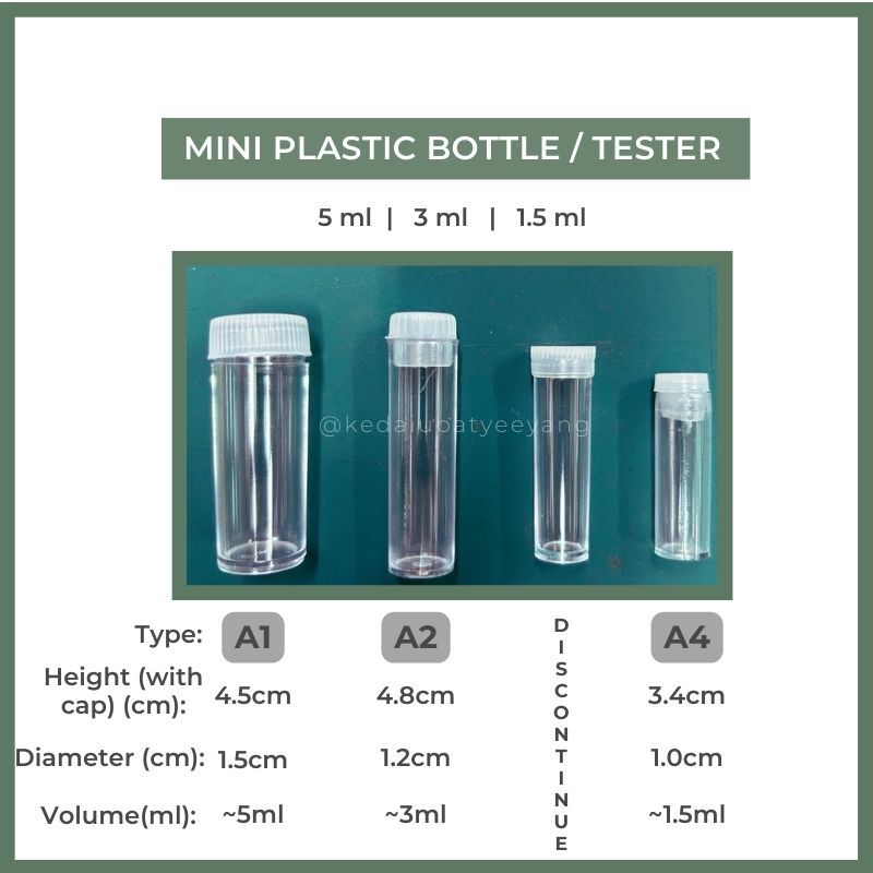 MINI PLASTIC BOTTLE 1.5ML/3ML/5ML Test tube vials sample | Mini vials ...