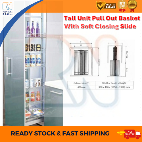 5 Layer Tall Unit Pull Out Basket With Soft Closing Slide/Kitchen ...