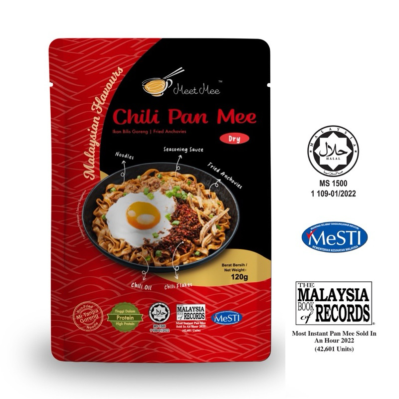 Meet Mee Dry Chili Thick Pan Mee With Fried Anchovies (120g) | Shopee ...