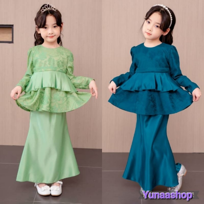 Baju Raya Kurung Peplum Budak Perempuan 2-12Years Baju Kurung Set Modern Peplum Kids Baju ...