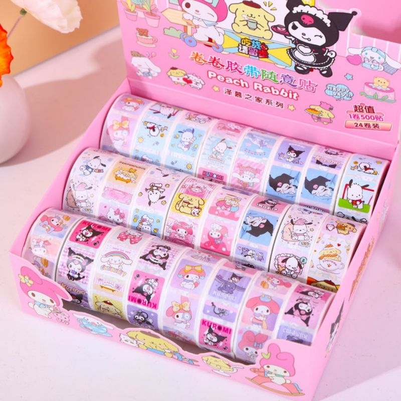 New Sanrio cartoon 500 rolled roll stickers full roll seal stickers ...