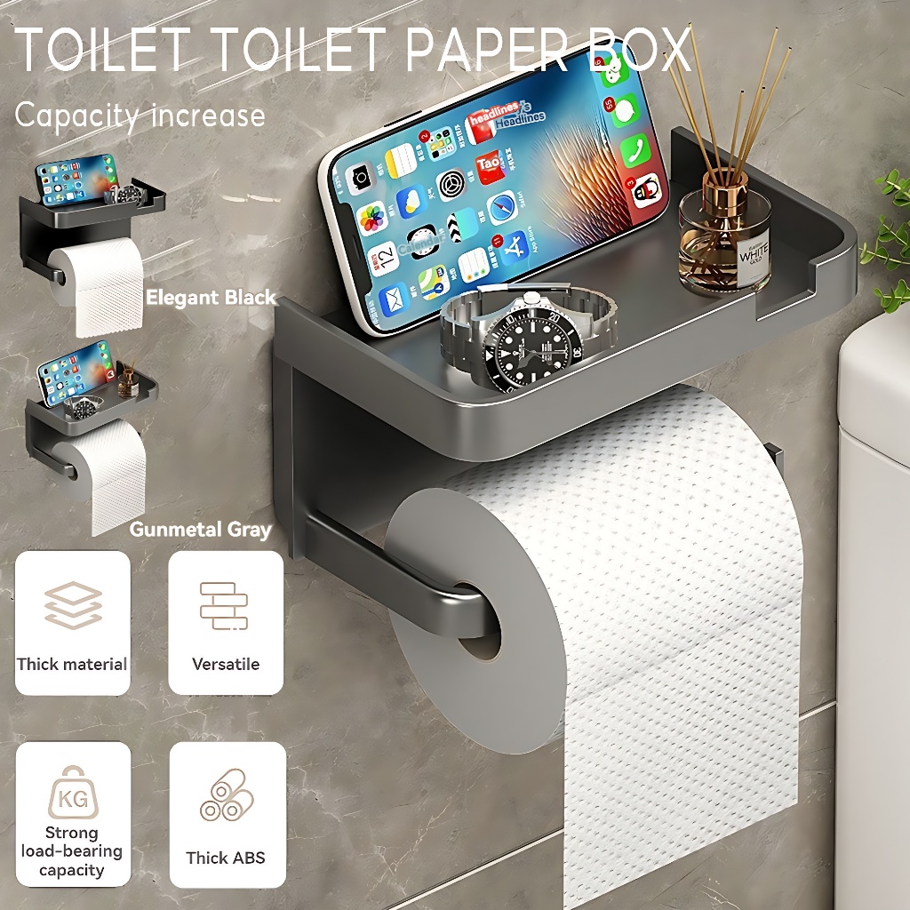 Tissue Holder Wall Mounted Toilet Paper Roll Storage Rack Punch-Free ...