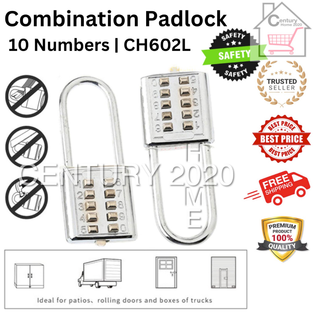 Combination Padlock 10 Push Numbers Button Combination Pad Lock CH-602L ...