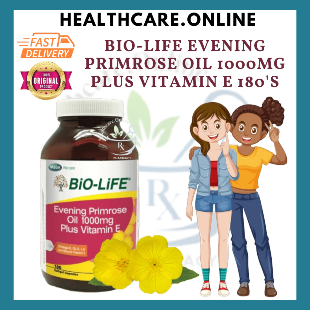 BIO-LIFE EVENING PRIMROSE OIL 1000MG PLUS VITAMIN E 180's | Shopee ...