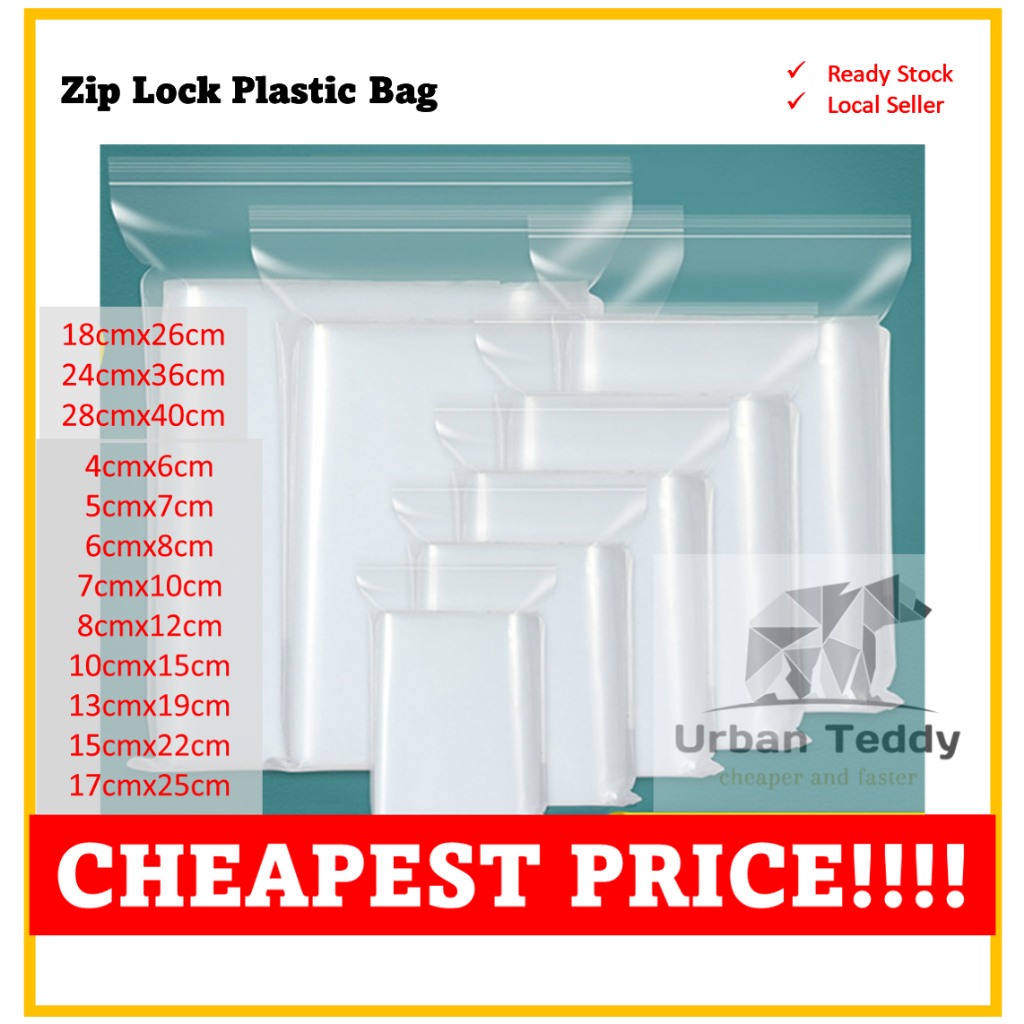 100PCS Transparent PE Plastic Zip Lock Bag/Zip Lock Plastic Bag ...