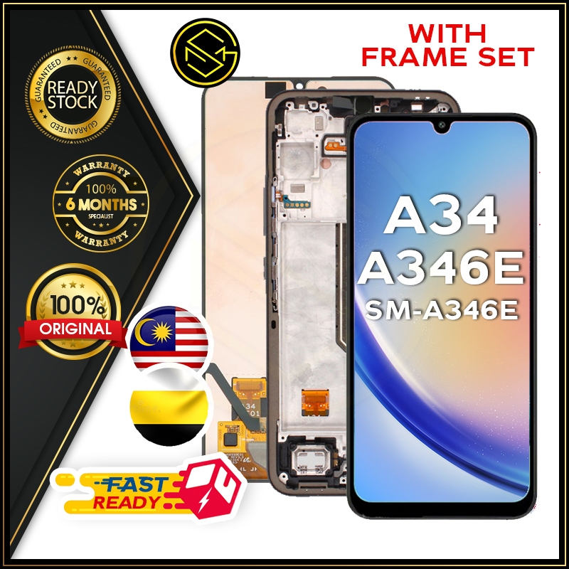 LCD WITH FRAME SET SM SAMSUNG A34 A346E SM-A346E LCD DISPLAY TOUCH ...