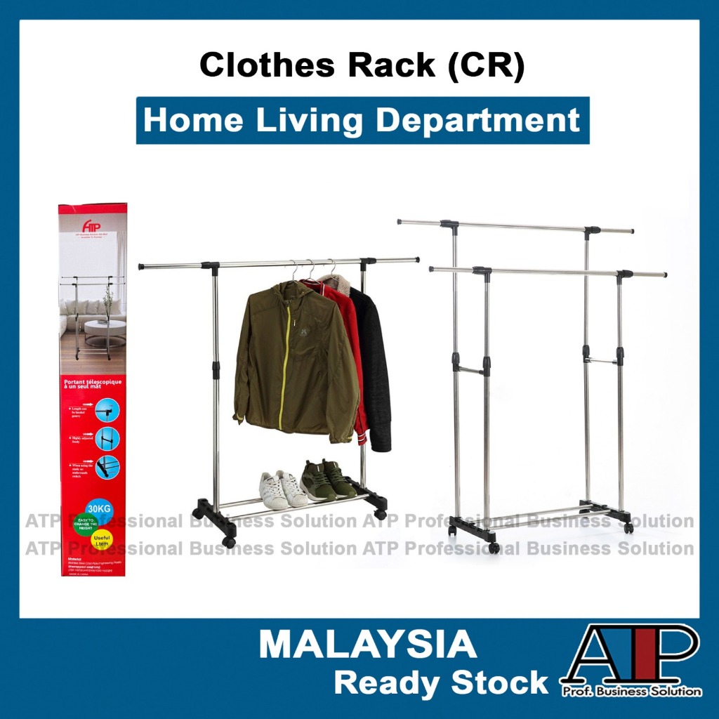 Furniture ️ Cloth Hanger And Organizer Garment Rack Wheel Single/Double ...