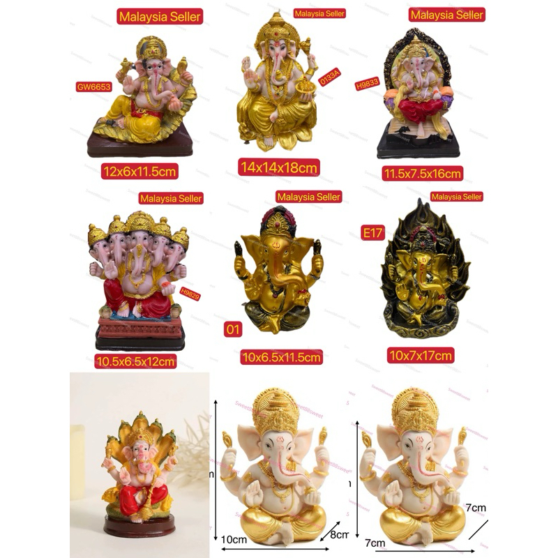 Gold Lord Ganesha Buddha Statue Elephant God Sculptures Ganesha ...