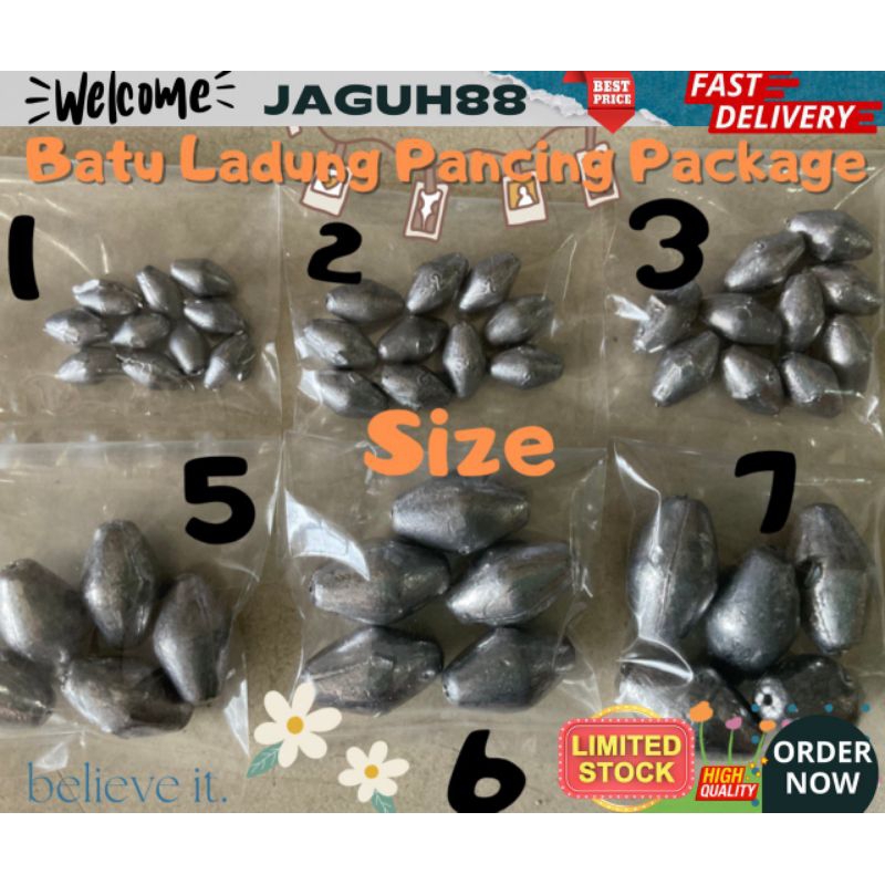 (Value pack) Batu timah Ladung pancing/ fishing lead sinker OB pakej ...