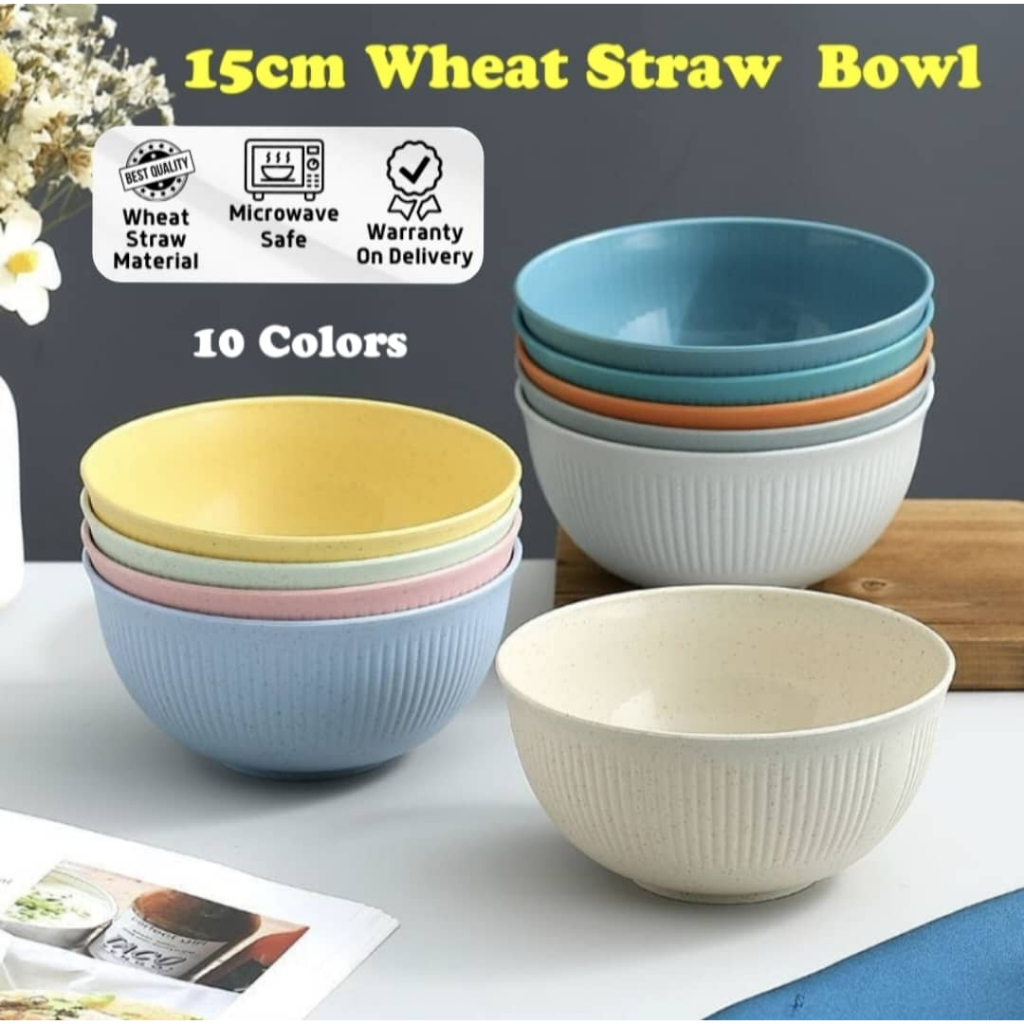 15cm Wheat Straw Bowl/Mangkuk Plastik/Plastic Bowl/Rice Bowl/Soup Bowl ...