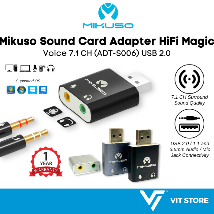 Mikuso External USB Sound Card Adapter | HIFI Magic Voice 7.1 CH Aux ...