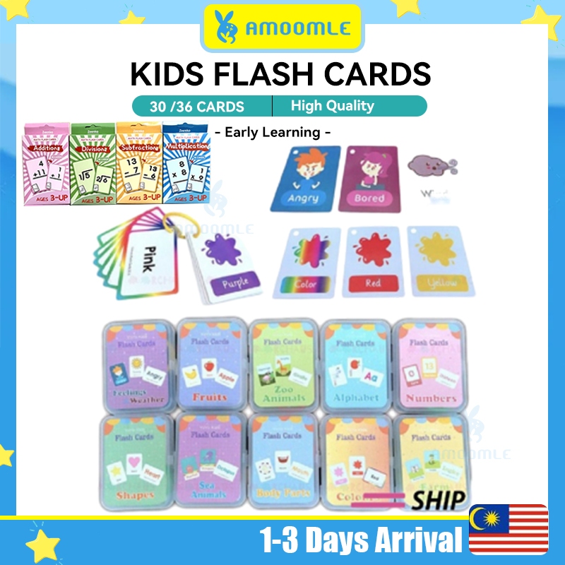 Early Learning Flash Card Kad Animal Shape Colour Body Number Alphabet ...