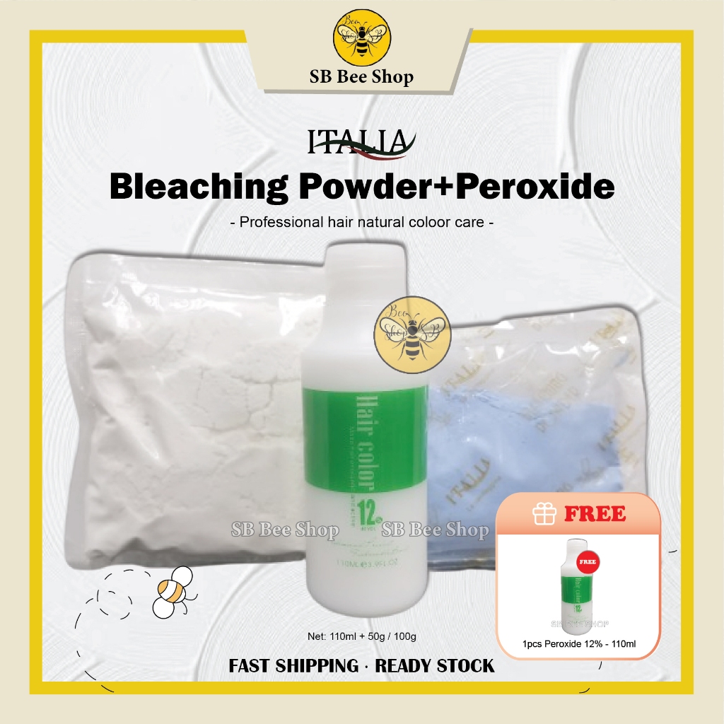 Italia Bleaching Powder 50g/100g +12% Peroxide 110ml Set-Extra FREE 12% ...