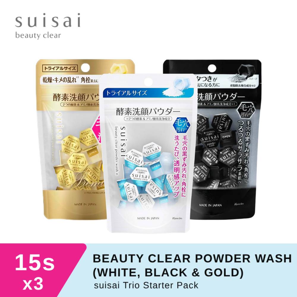 suisai Beauty Clear + Black + Gold Powder Wash (15's x 3 Packs ...
