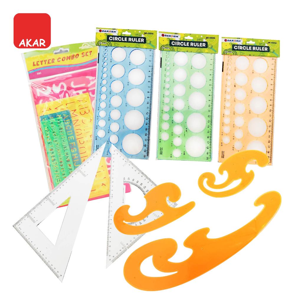 French Curve Ruler(3in1) Stencil Set(4in1) Triangle Ruler(2in1) Graphic ...