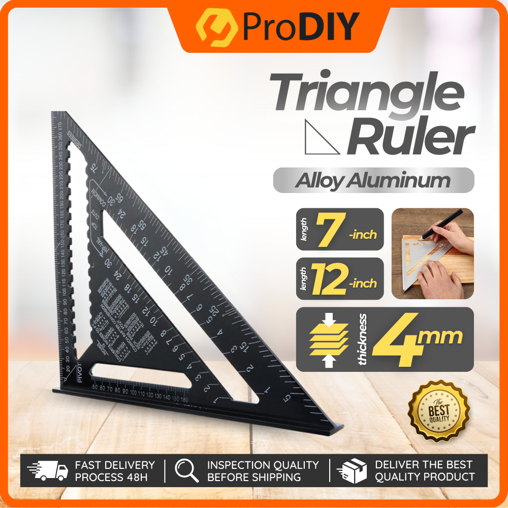 Aluminum Alloy Metric Ruler Triangular Protractor MAYA 7 / 12 Inch Wood ...