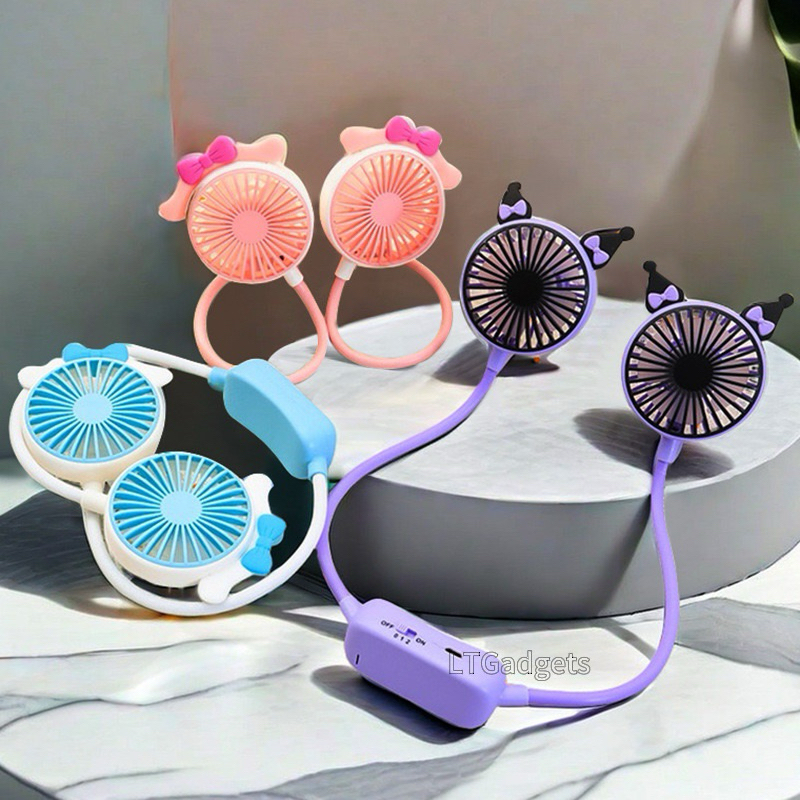 Sanrio Hanging Neck Fan Hello Kitty Kuromi Cinnamoroll Cartoon Anime ...