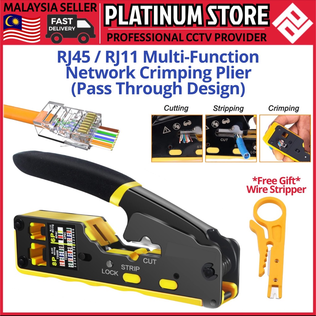 RJ45 Crimper Pass Through RJ11 Crimping Tool CAT5 CAT5E CAT6 CAT6E LAN ...