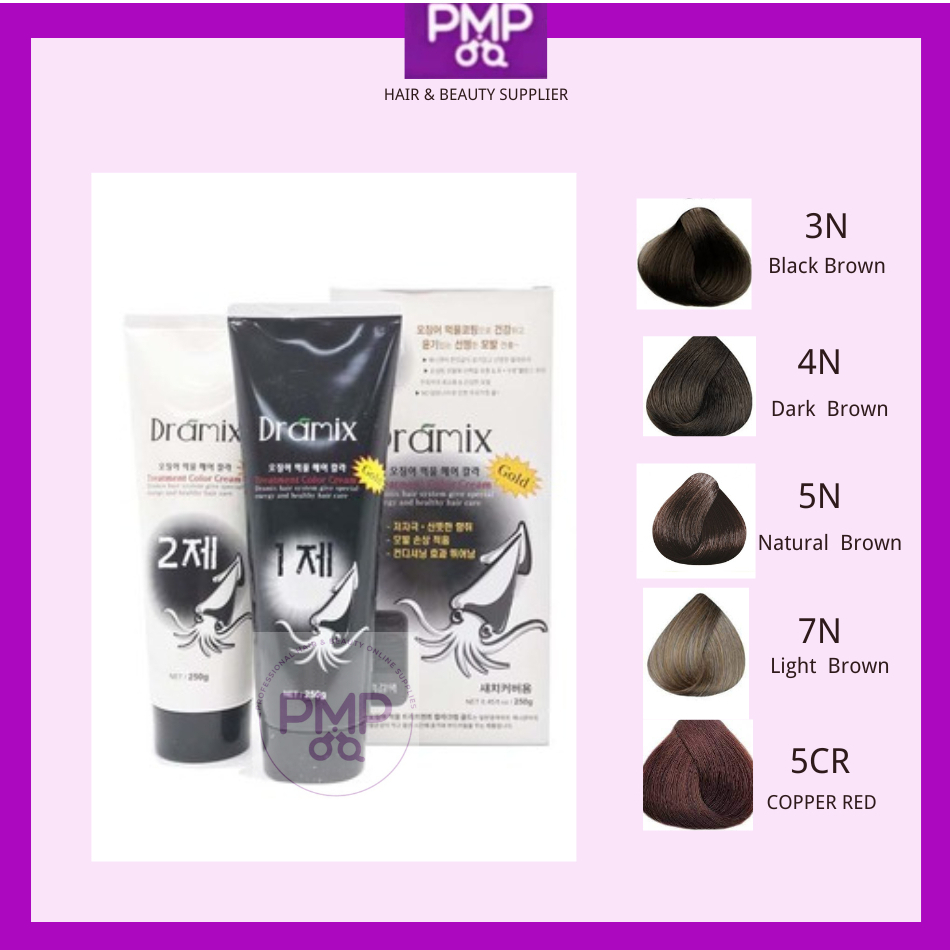 KOREA DRAMIX Squid Ink Treatment Color Cream 250g x 2 1N, 3N, 4N, 5N and 7N 5CR | Shopee Singapore