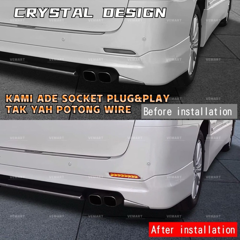 Vemart toyota alphard vellfire anh20 2006-2014 car led rear bumper lamp ...