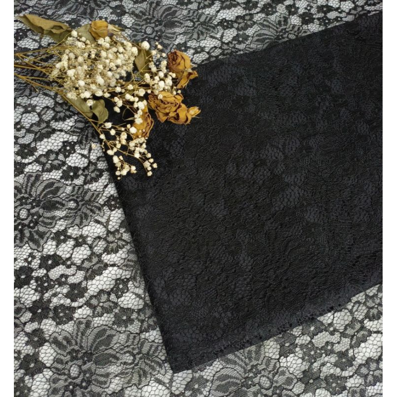 Premium black Lace fabric according to the modern songket bracket ...