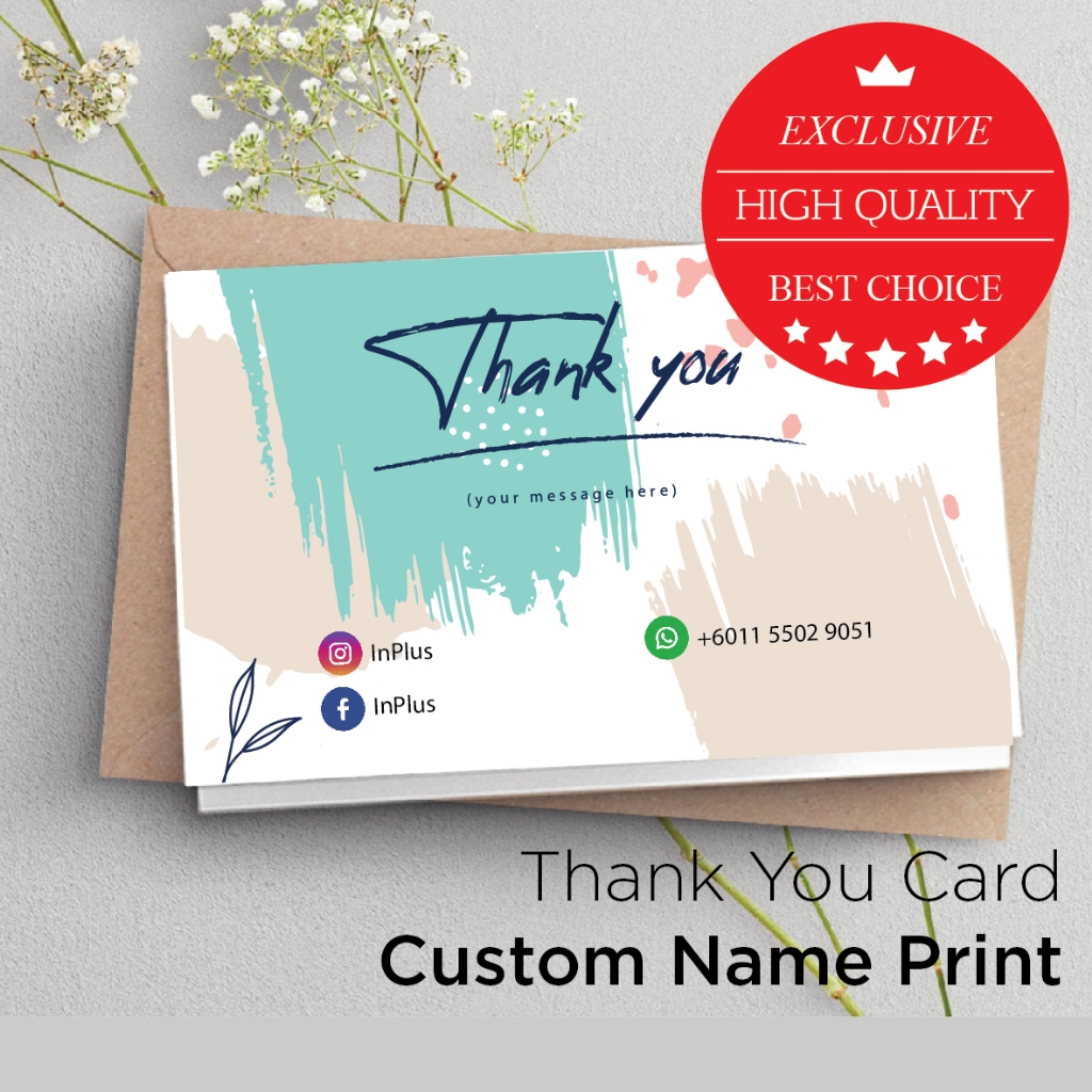Thank You Card 100pcs 89mm x 54m Art card 260gsm Name Card Custom Card ...
