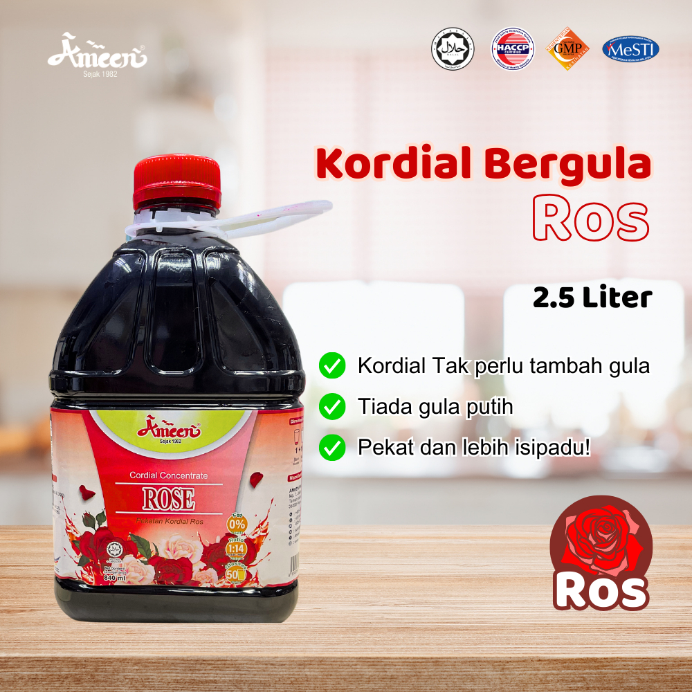 PUTIH Ameen KORDIAL SIRAP ROS SUGAR (WITHOUT WHITE SUGAR) | Shopee ...