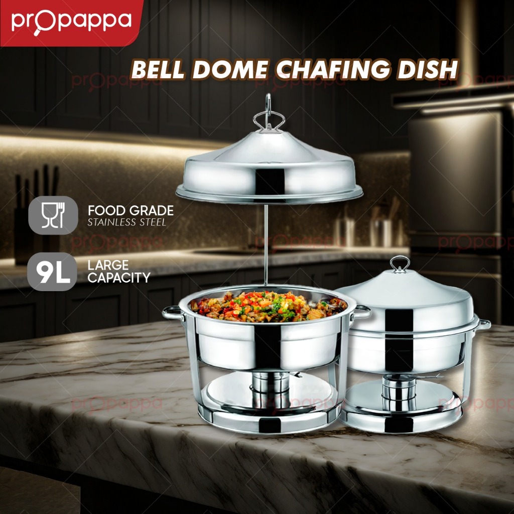Propappa - 9L Round Chafing Dish Stainless Steel Bell Dome Buffet ...