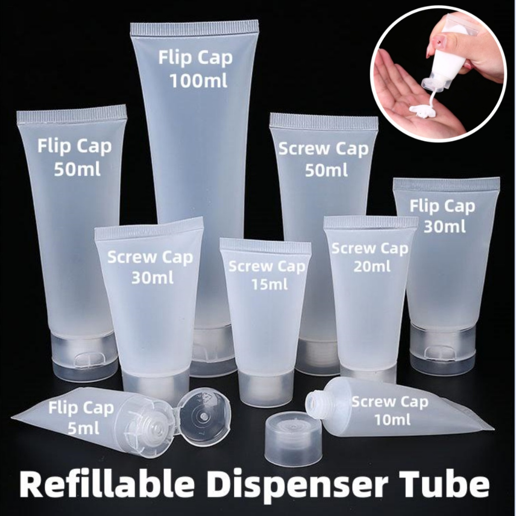 8 Size Refillable Travel Set Plastic Tube Soft Bottle Squeeze Empty ...