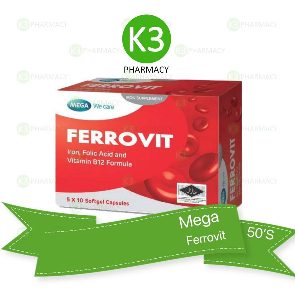 Mega Ferrovit (Iron + Folic Acid + VIT B12 ) 50'S | Shopee Singapore