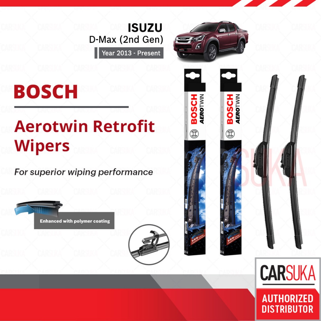 Bosch Aerotwin Retrofit U Hook Wiper Set for Isuzu DMax 2nd Gen (22"/19") | Shopee Singapore