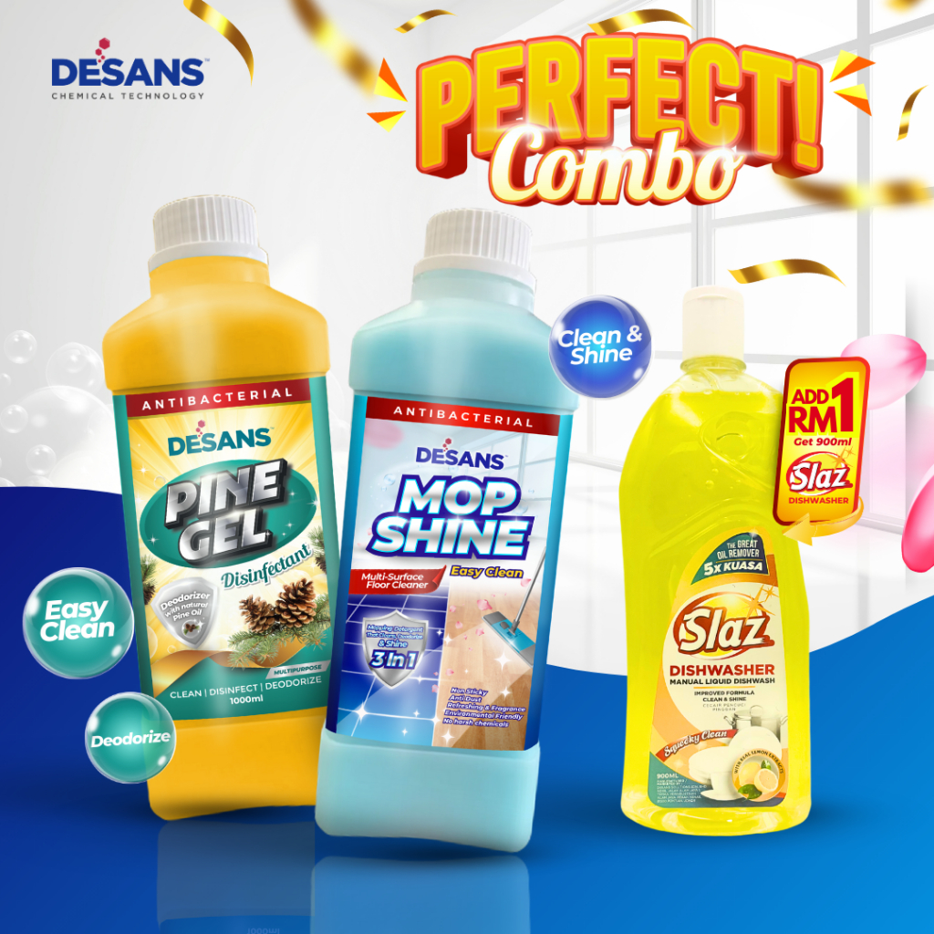 DESANS Best Combo! : Pine Gel, Shine & Dishwasher Mop - Great Cleaning ...