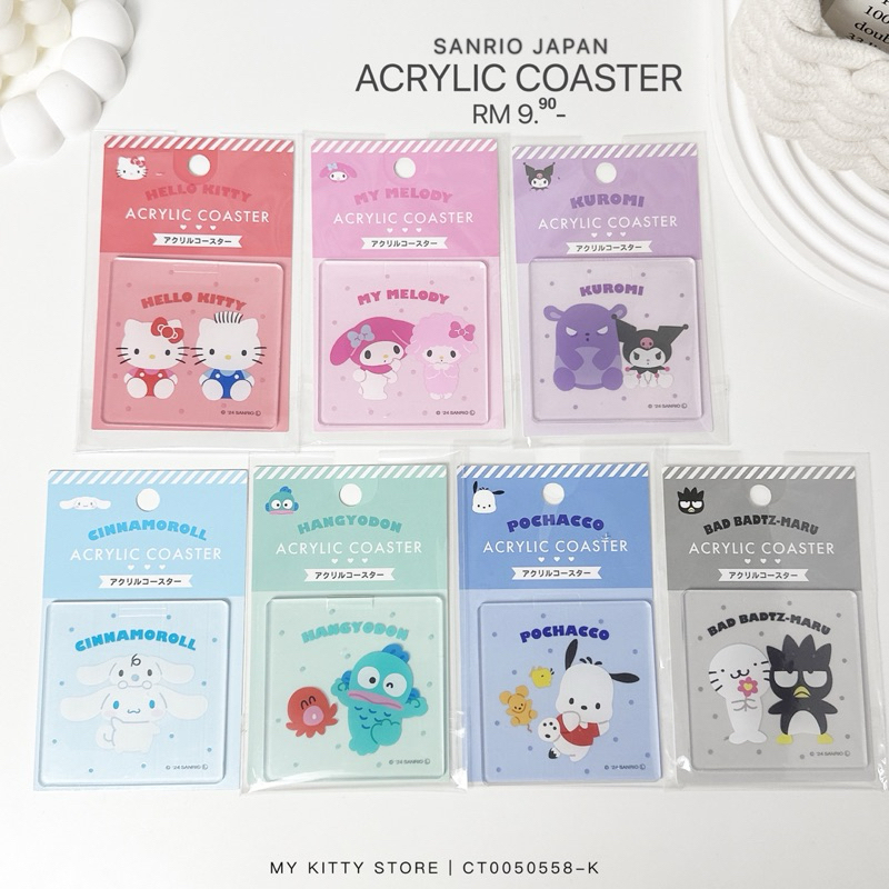 Sanrio Japan Hello Kitty My Melody Kuromi Acrylic Coaster Cinnamoroll ...