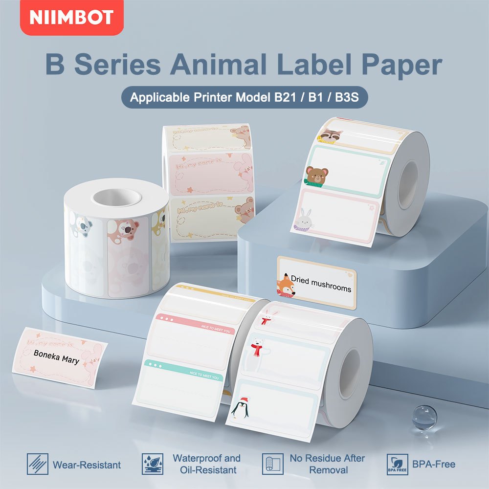 NIIMBOT B1/B21/B3S Color Label Paper Waterproof Name Stickers Diy Label ...