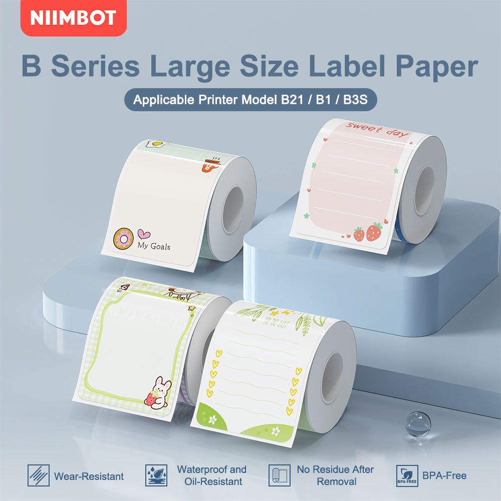NIIMBOT B21/B21/B3S Cute Large Size Label Paper Name Cartoon Cute Animal Pattern Note Paper ...