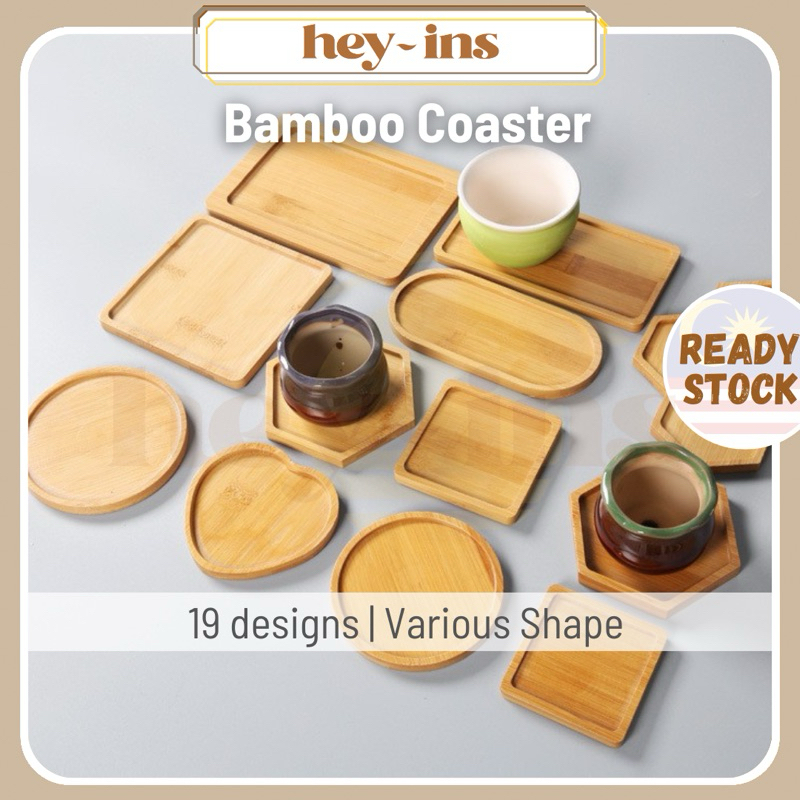 Bamboo Mugs Coaster Saucer Round Tray Square Coasters Teacup Holders ...