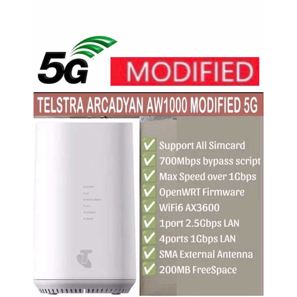 Telstra AW1000 5G WiFi6 CPE Router Modified Unlimited Hotspot Mod Modem 90% USED SET | Shopee ...