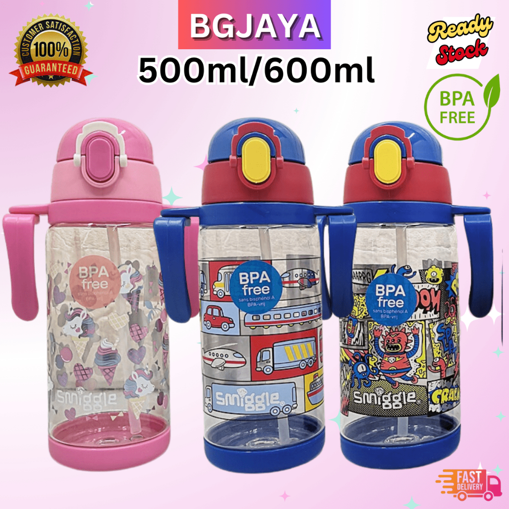 500ML/600ML Kids Water Bottle BPA Free with Straw Botol Air Kanak (BGJAYA) | Shopee Singapore