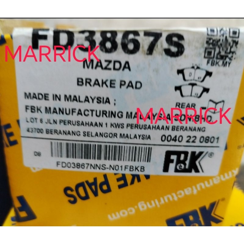 Mazda 3 BK BL Mazda 5 rear brake pad FBK | Shopee Singapore