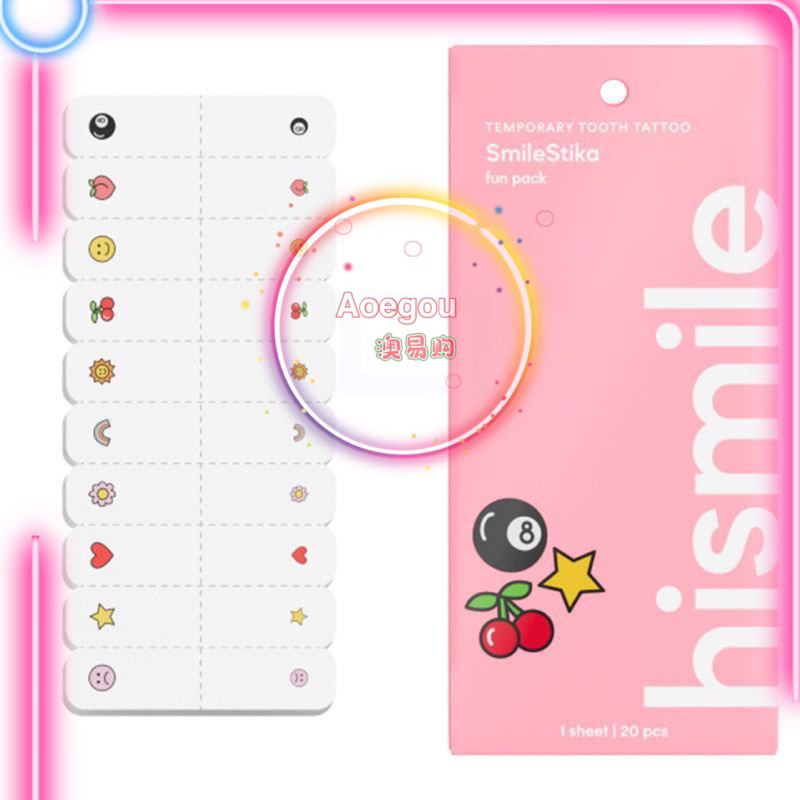 Hismile Smilestika Temporary Tooth Tattoo Fun Pack 1 Sheet | Shopee ...