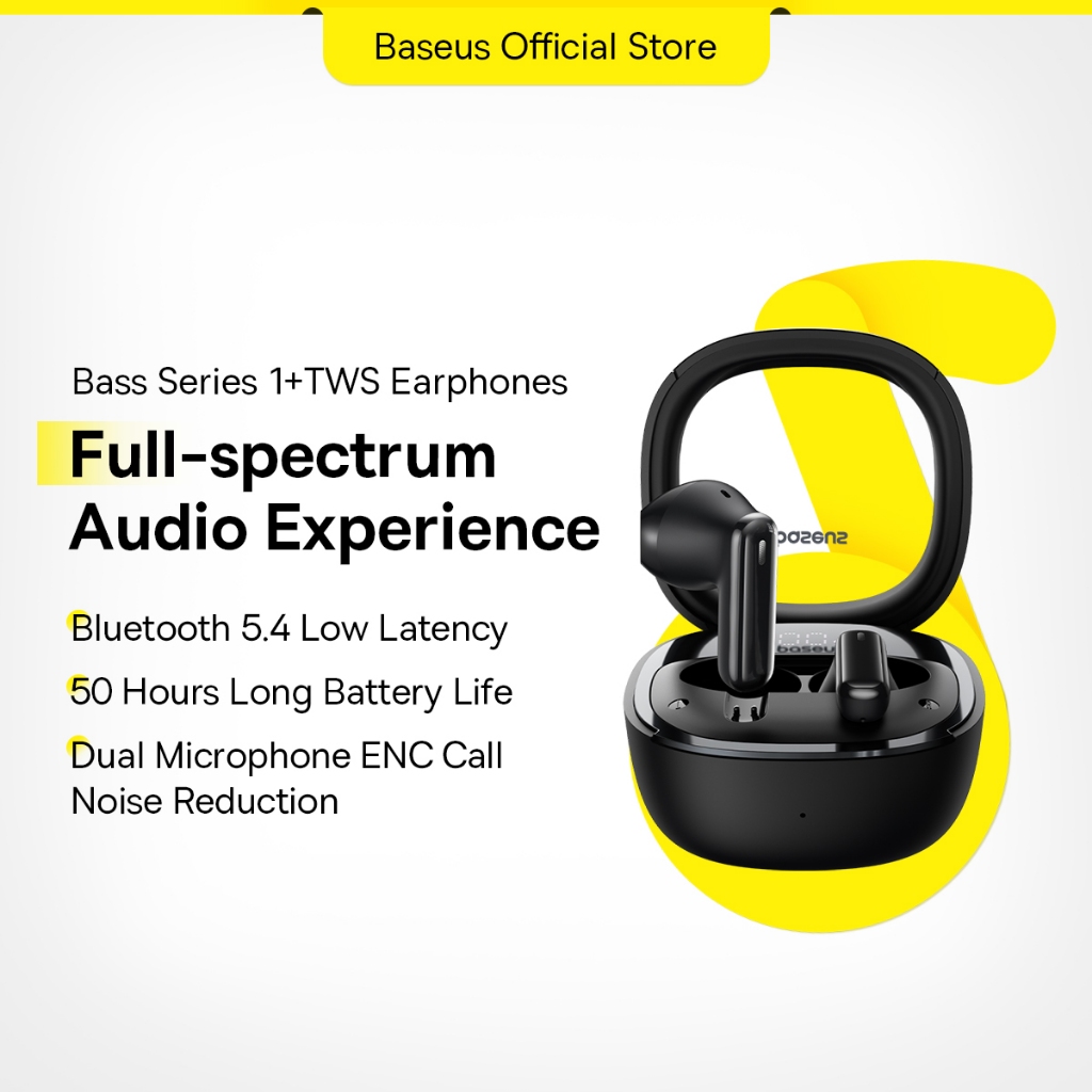 Baseus Bass 1+ Bluetooth 5.4 True Wireless Earphones 50h Long Battery ...