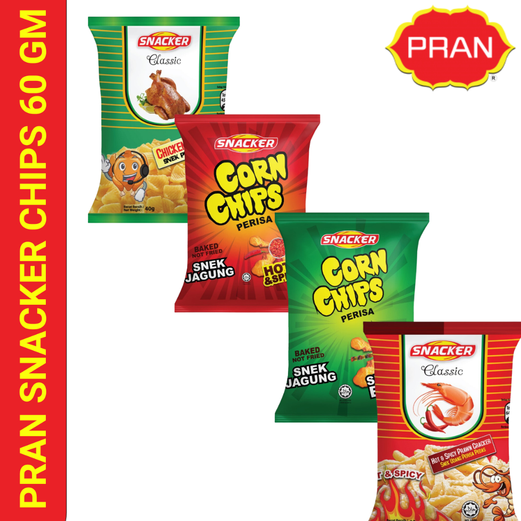 PRAN SNACKER CHIPS CHICKEN/SPICY/BBQ/PRAWN 60GM | Shopee Singapore