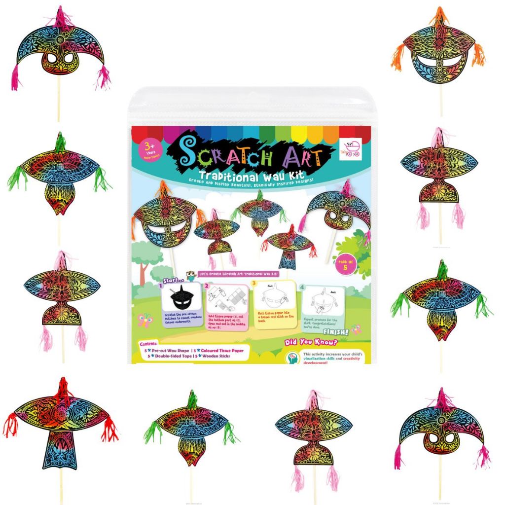 Seni Gores Scratch Art Traditional Wau Stick Kit - 5 Designs / Merdeka ...