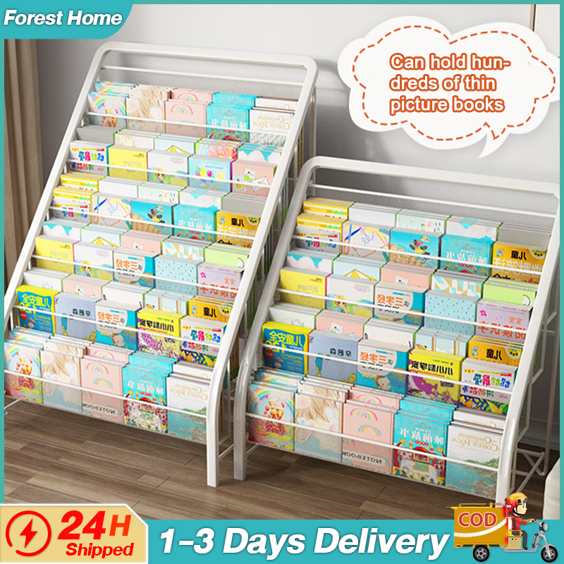 Children Kids Simple Bookshelf Book Magazine Metal Rack Simple Storage ...